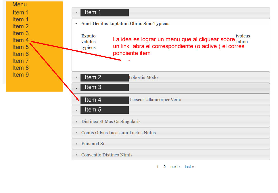 View accordeon pagina, y crear menu que pueda activar item . | Drupal Groups